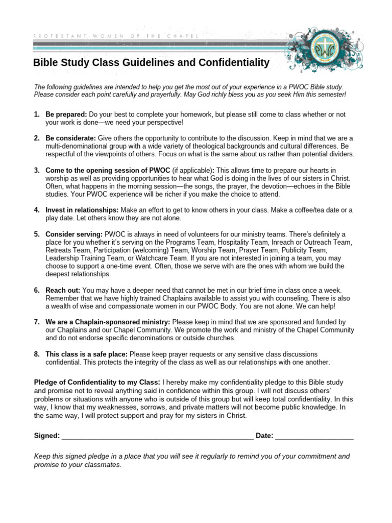 Bible Study Confidentiality Guidelines | PDF | Prayer | Abrahamic Religions