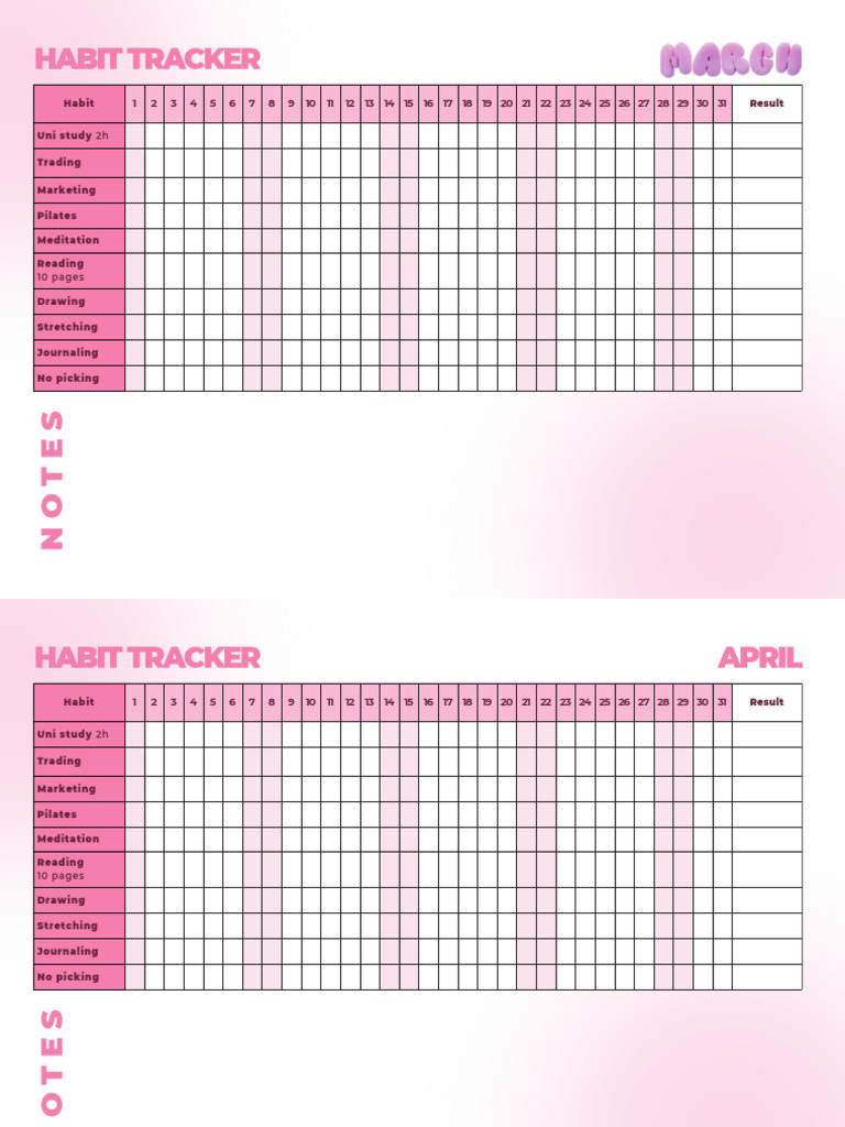 Printer Neutral Simple Minimalist Monthly Habit Tracker Year 2023 A4 ...