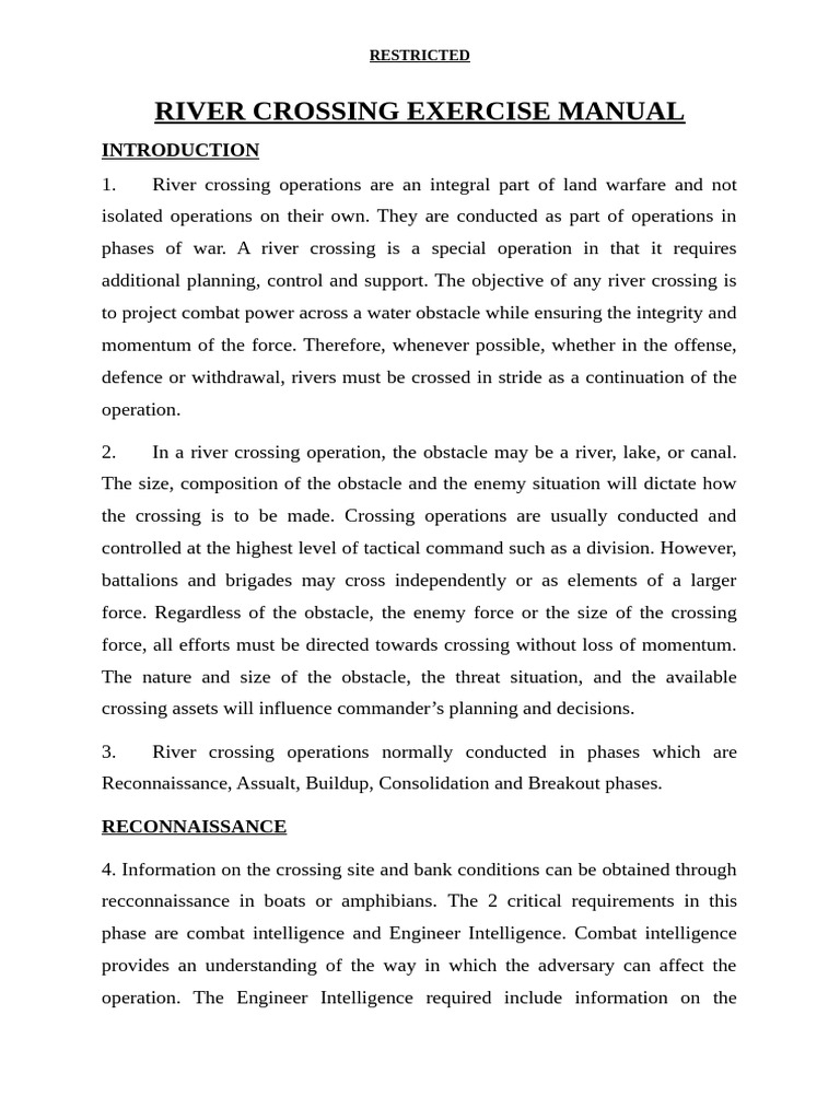 River Crossing Command Task Manual | PDF | Reconnaissance | Military ...
