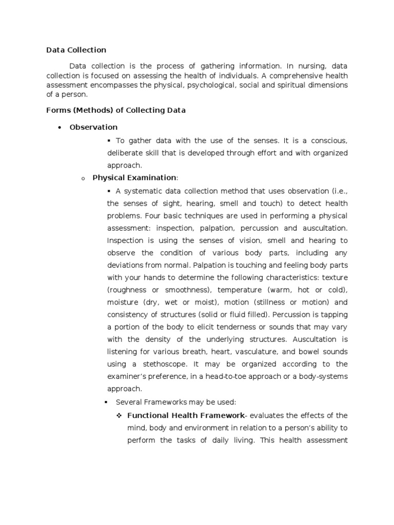 Data Collection N | PDF | Physical Examination | Nursing