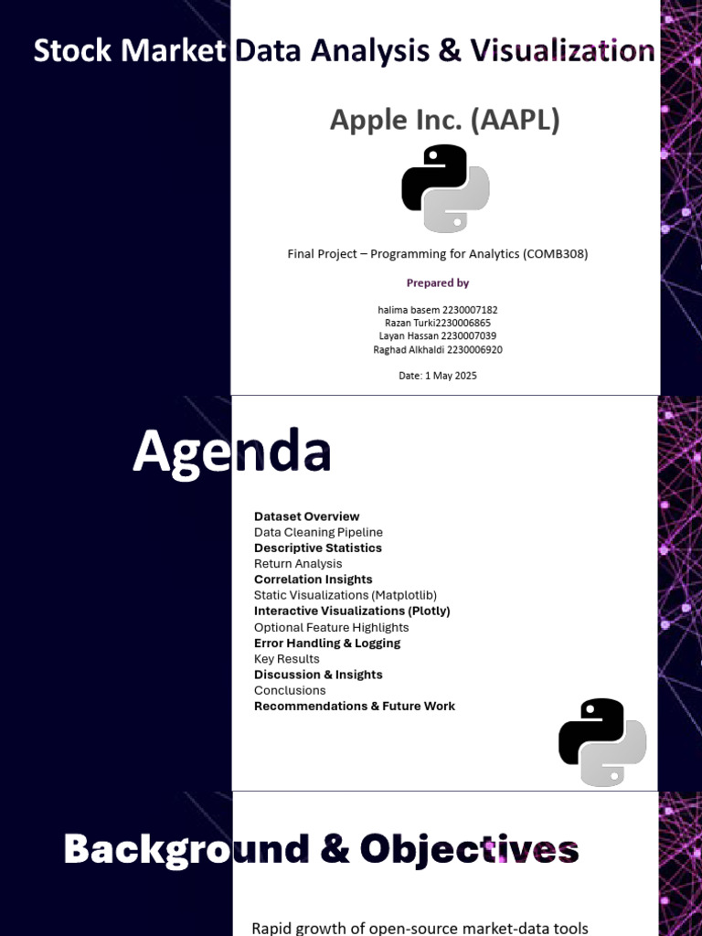 Apple Stock Analysis Presentation | PDF | Statistics | Computer Programming