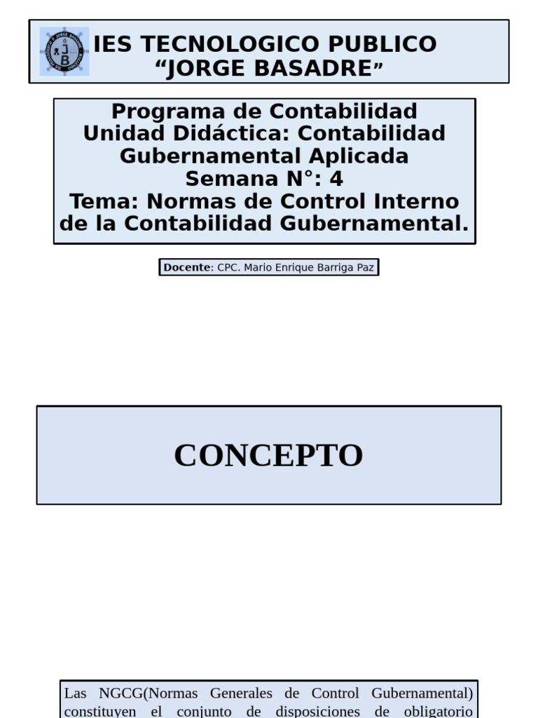 Sesion 4 Normas de Control Interno de La Contabilidad Gubernamental | PDF | Calidad (comercial ...