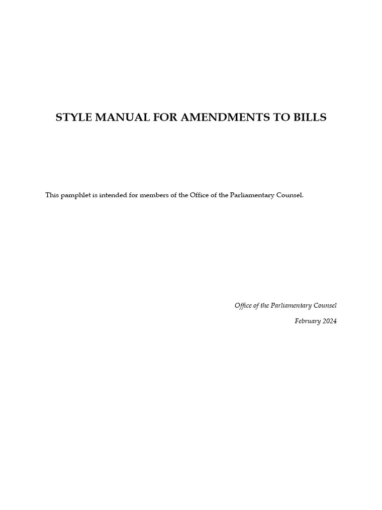 Style Manual For Amendments To Bills | PDF | House Of Commons Of The ...