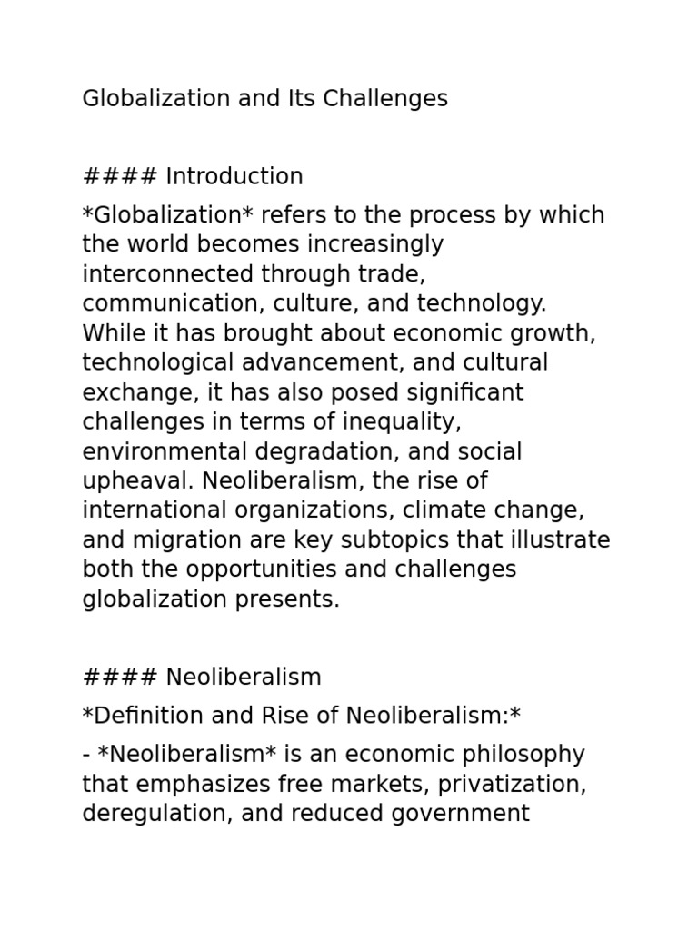 Globalization and Its Challenges | PDF | Nuclear Weapons | Climate Change