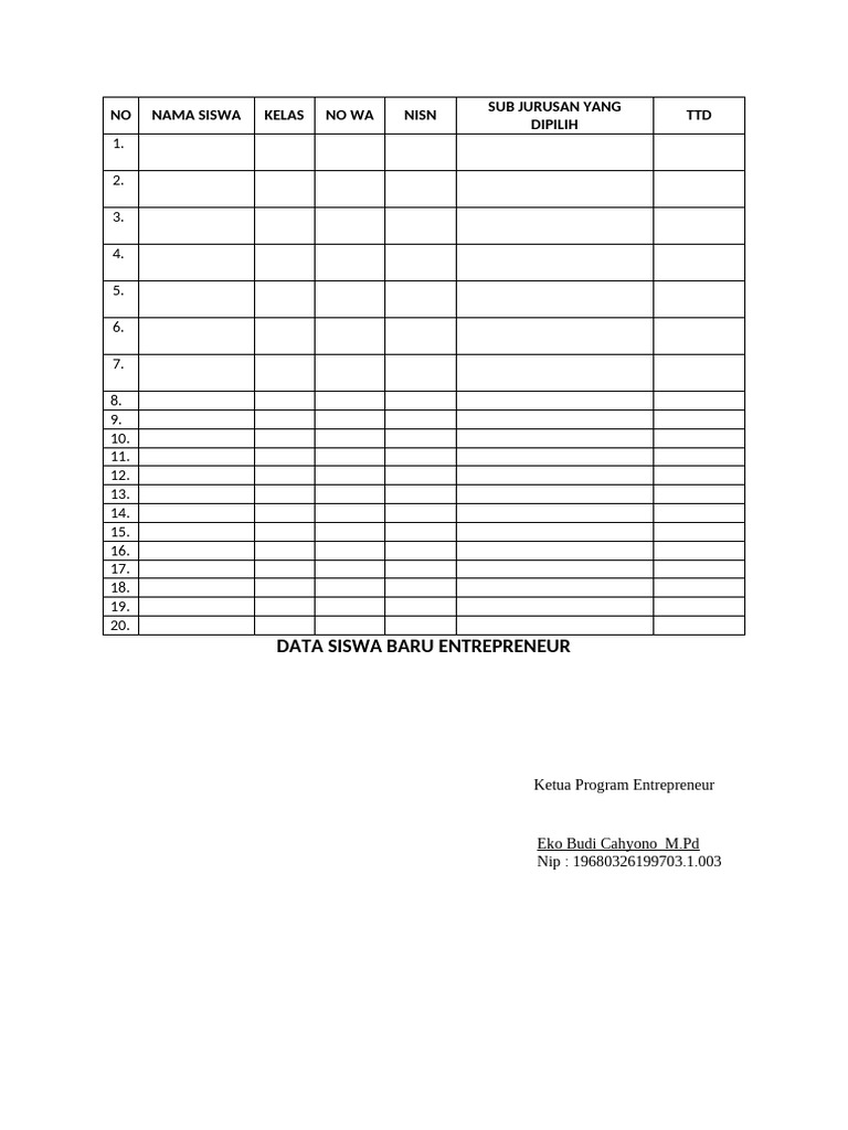 Format Absen | PDF