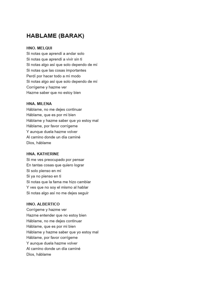 Hablame (Barak) | PDF