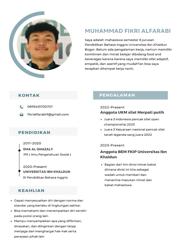 CV LAMARAN. Muhammad Fikri Al-Farabi | PDF