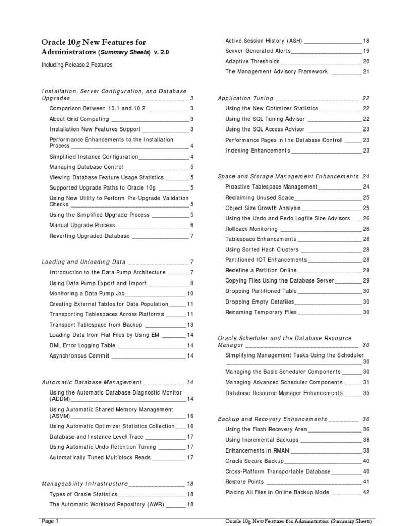 Oracle 10g New Features | PDF | Computers