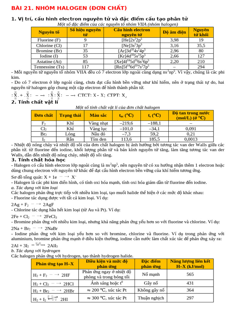 ĐƠN CHẤT HALOGEN. | PDF
