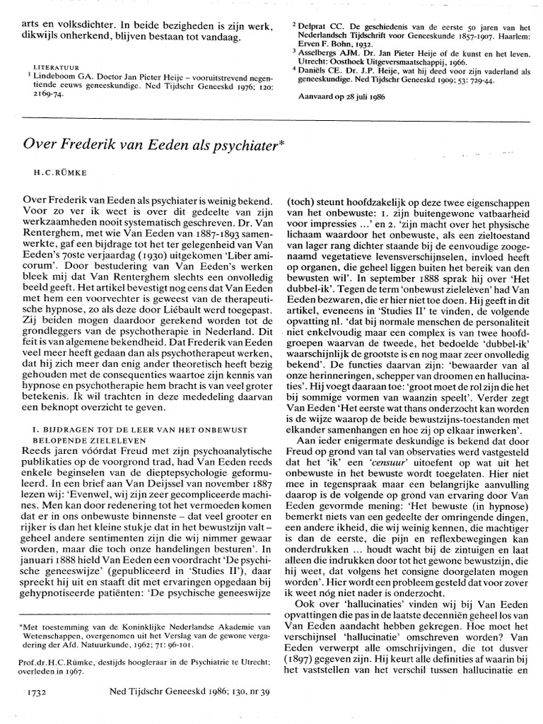 Van Eeden Als Psychiater | PDF
