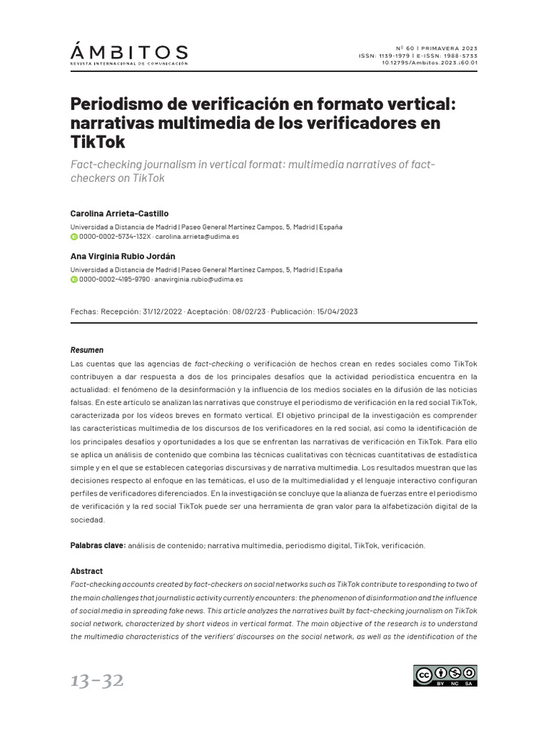 Periodismo de Verificación en Formato Vertical: Narrativas Multimedia ...