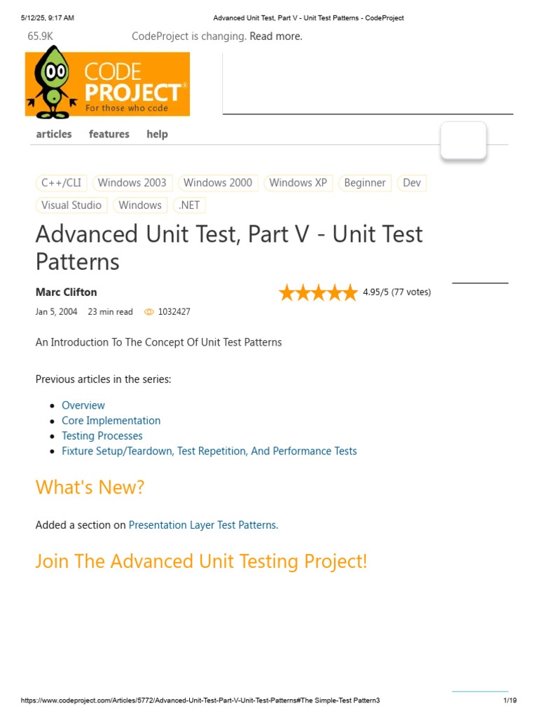 Advanced Unit Test, Part V - Unit Test Patterns - CodeProject | PDF ...