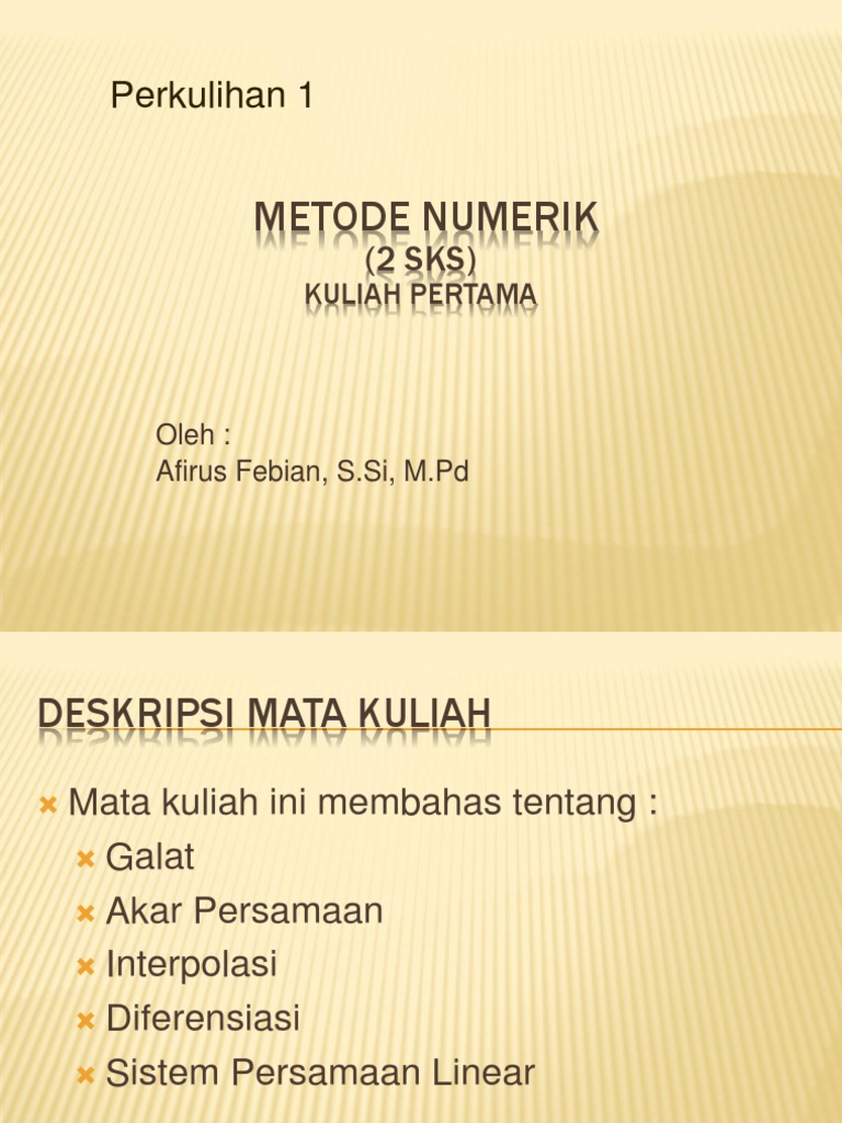 Perkuliahan Metnum 1 | PDF | Komputer