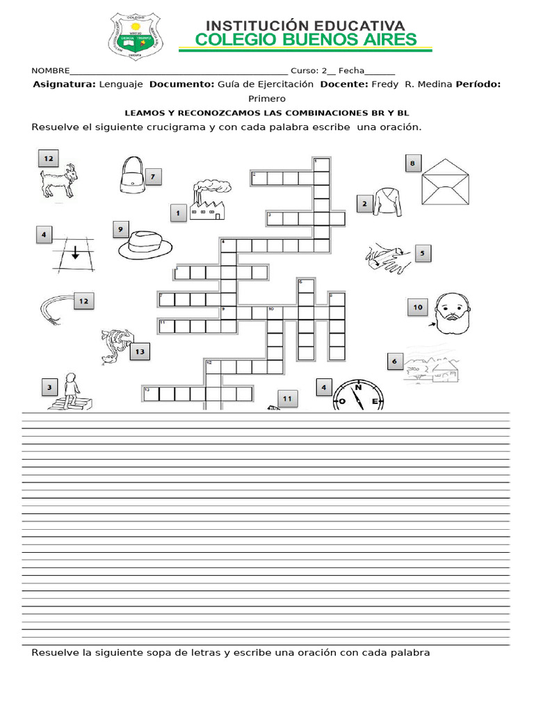 Ficha De Ejercitacion Combinacion Bl Y Br Pdf