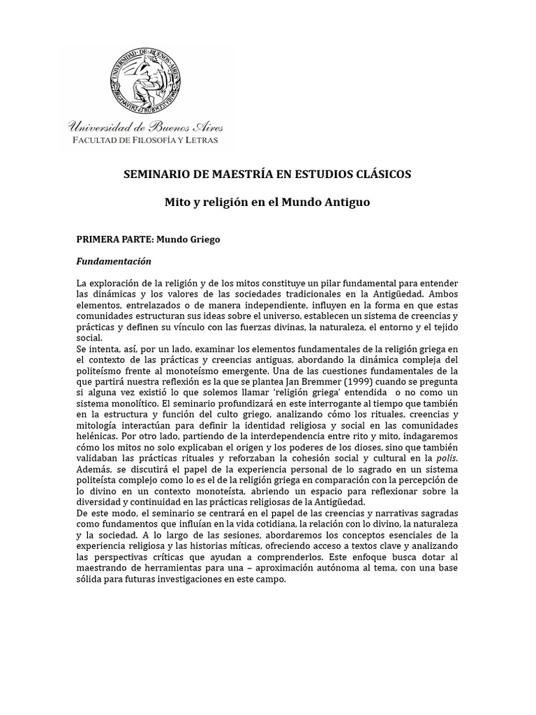 Mito y Religion 2025 | PDF | Politeísmo