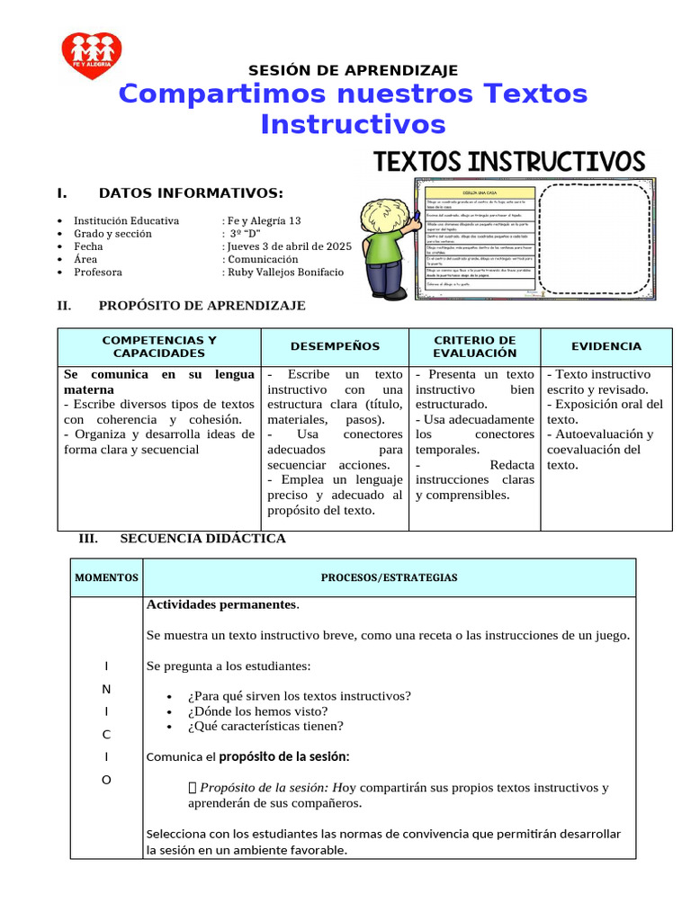 COM. Compartimos Nuestros Textos Instructivos | PDF | Aprendizaje | Cognición