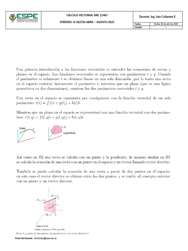 03 - 11h00 - NRC - 21467 - Rectas - y - Planos - en - R3 | PDF | Vector Euclidiano | Línea ...