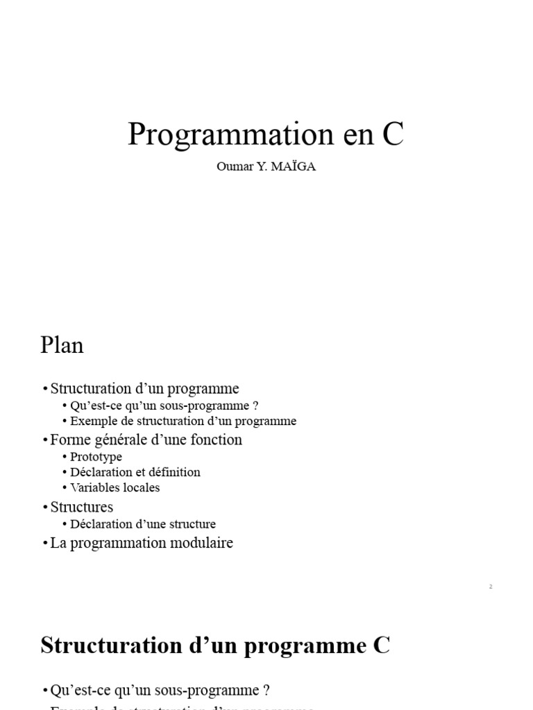 Programmation en C | PDF | Variable (informatique) | Fichier texte