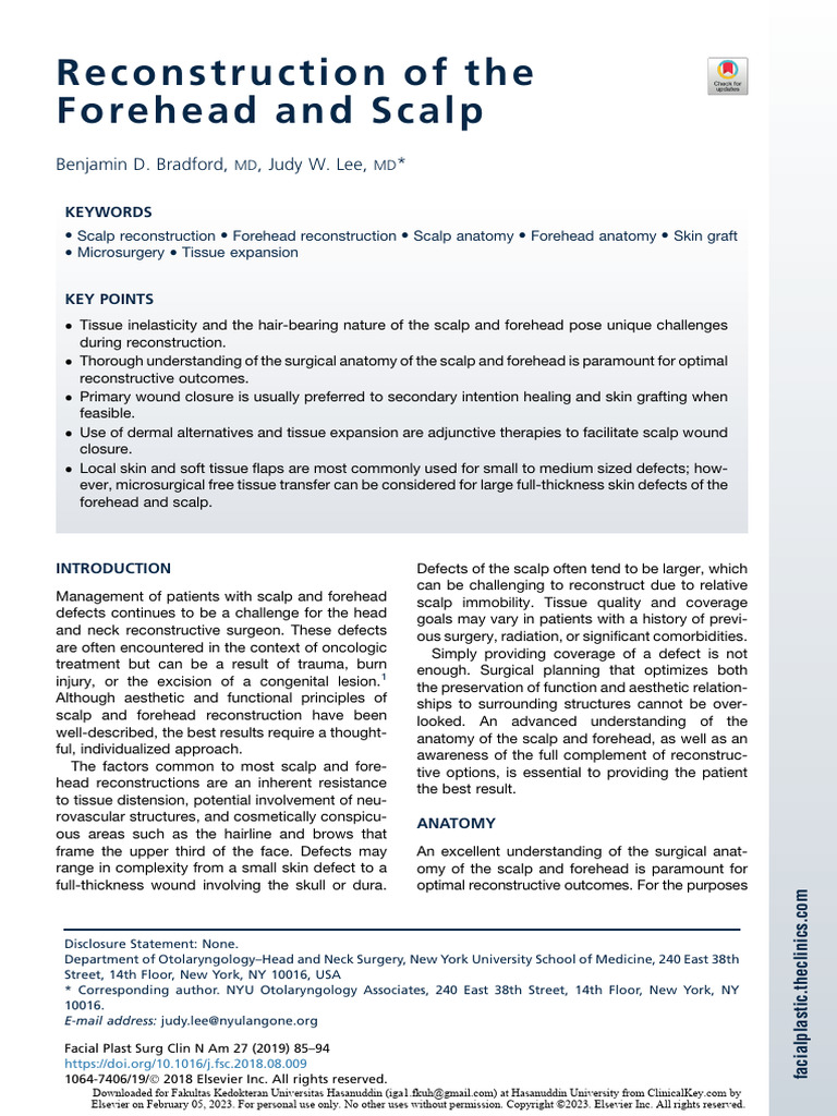 reconstruction of the forehead and scalp | PDF | Human Anatomy | Human ...