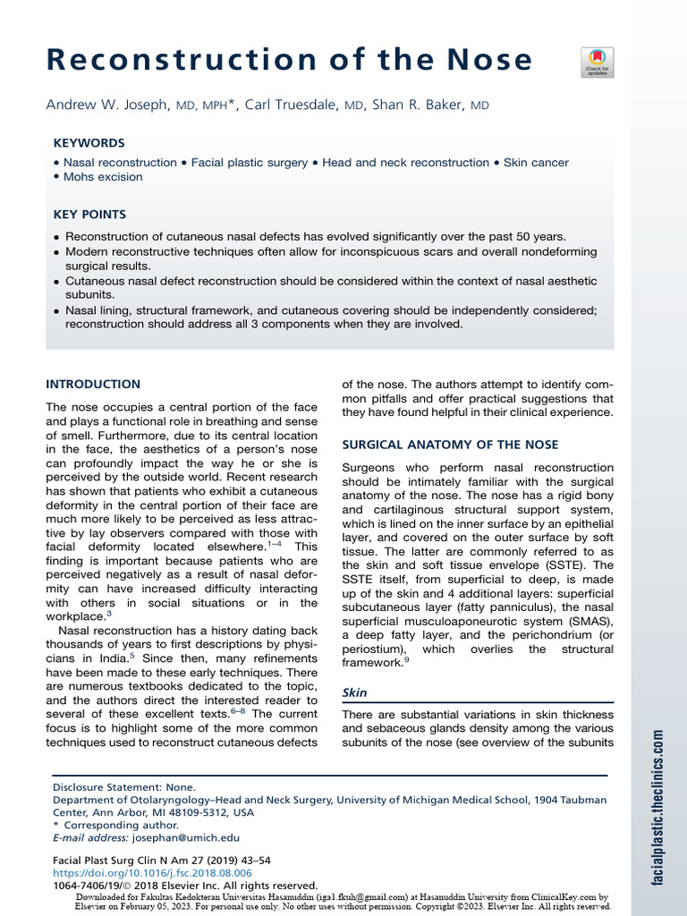 Reconstruction of The Nose | PDF | Human Nose | Skin