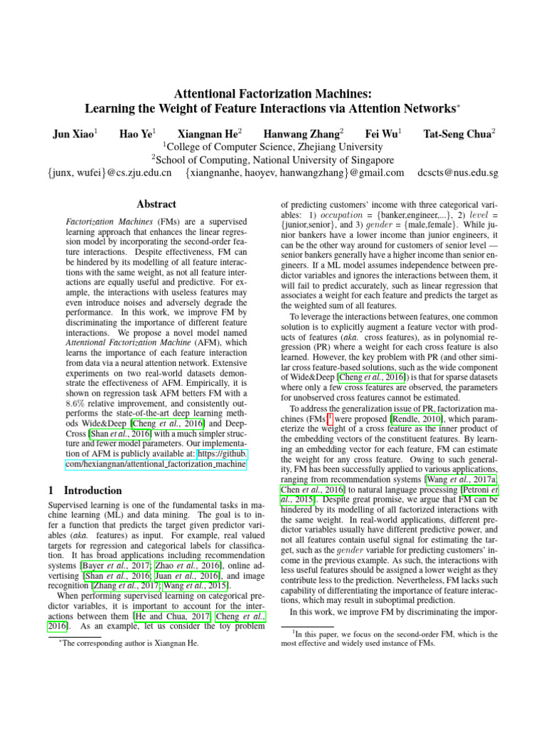 (AFM) Attentional Factorization Machines - Learning The Weight of Feature Interactions Via ...