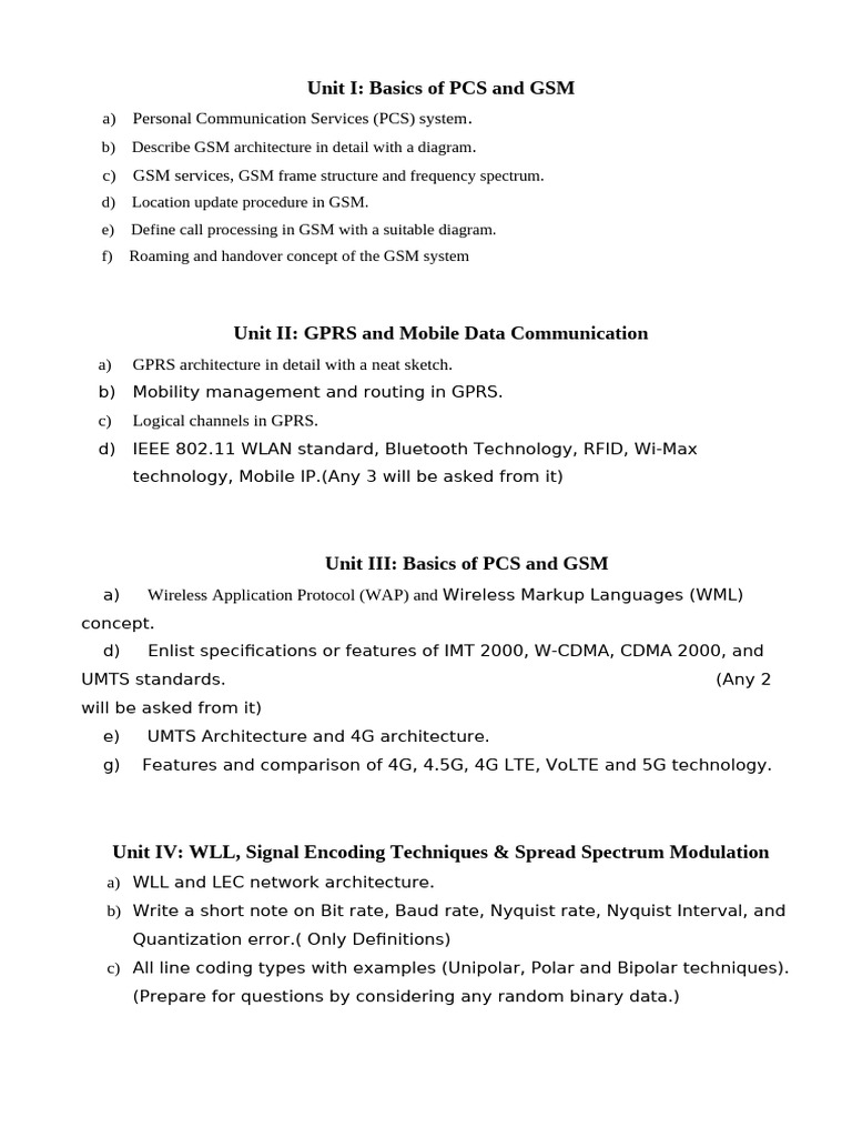 Tips and Question Bank For WMN Final Exam | PDF | 4 G | General Packet Radio Service