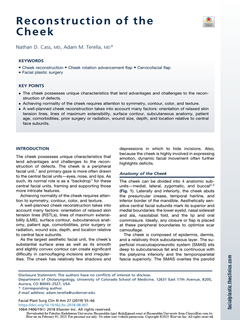 Reconstruction of The Cheek | PDF | Human Anatomy
