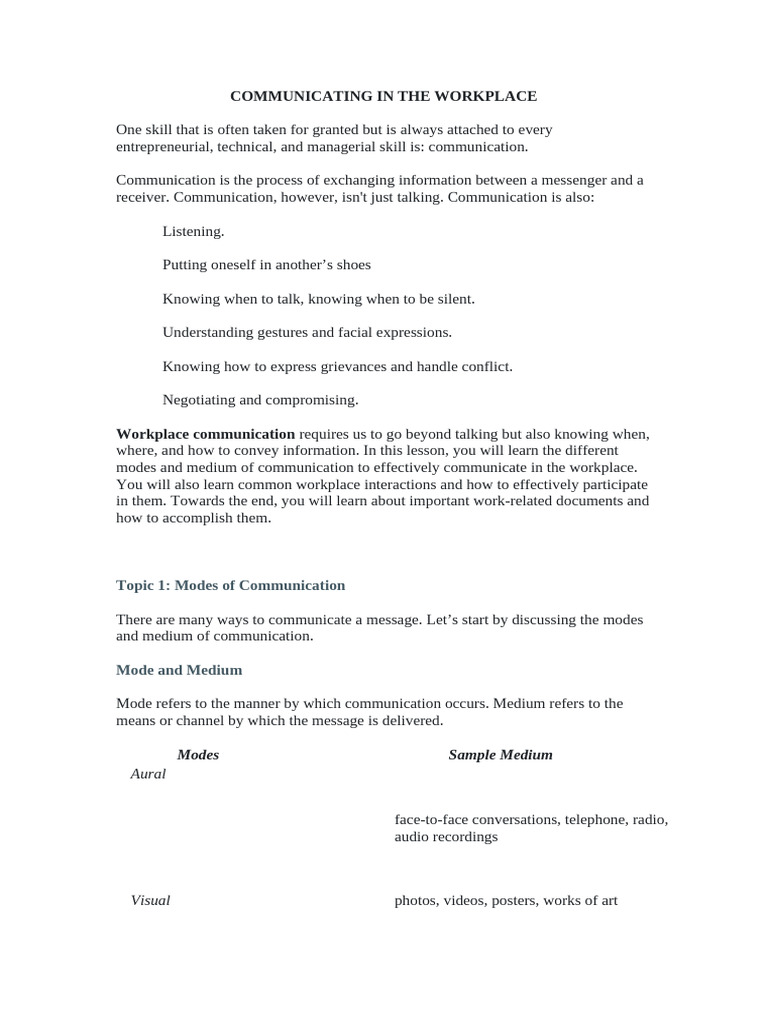 Communicating in The Workplace | PDF | Hazards | Communication