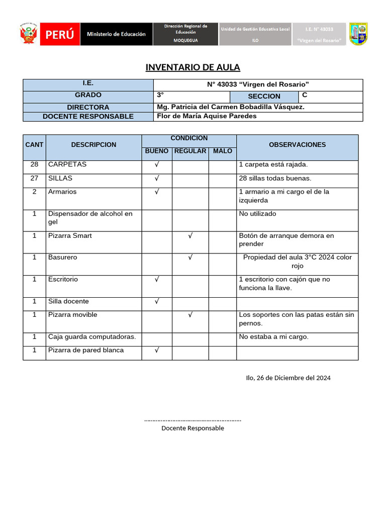 Inventario de Aula 3 C | PDF