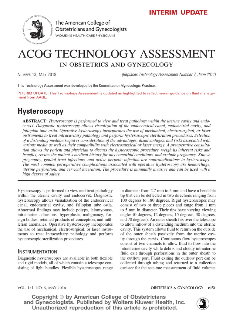 Acog Technology Assessment No 13 2018 | PDF | Medical Specialties ...