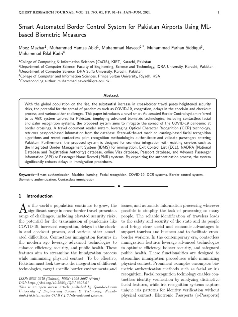 Smart Automated Border Control System For Pakistan Airports | PDF ...