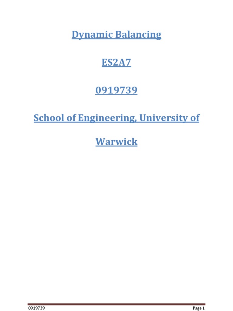 Dynamic Balancing Report | PDF | Rotation Around A Fixed Axis | Euclidean Vector