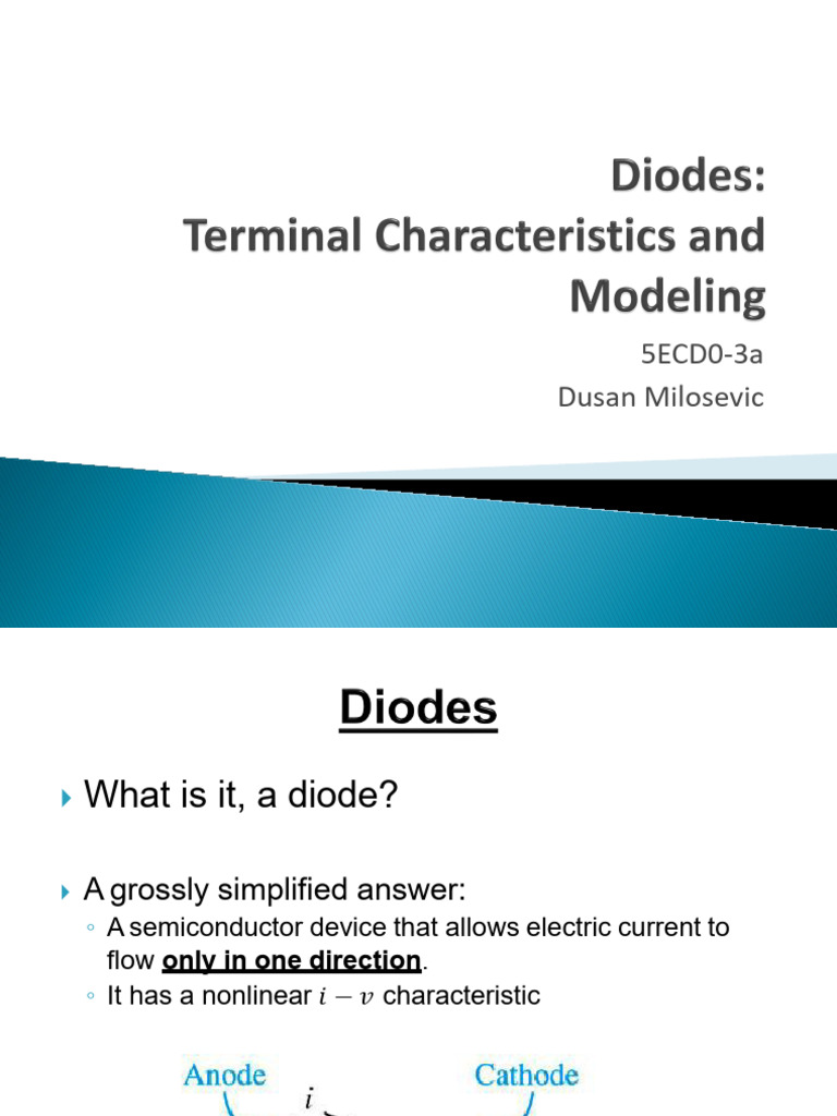 Slides 5ECD0-3a, Diodes, Terminal Characteristics and Modeling | PDF ...