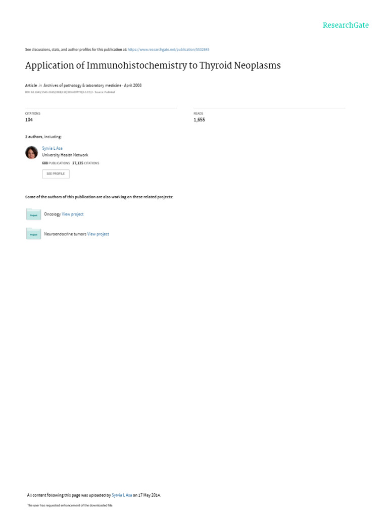 Application_of_Immunohistochemistry_to_Thyroid_Neo | PDF | Carcinoma ...