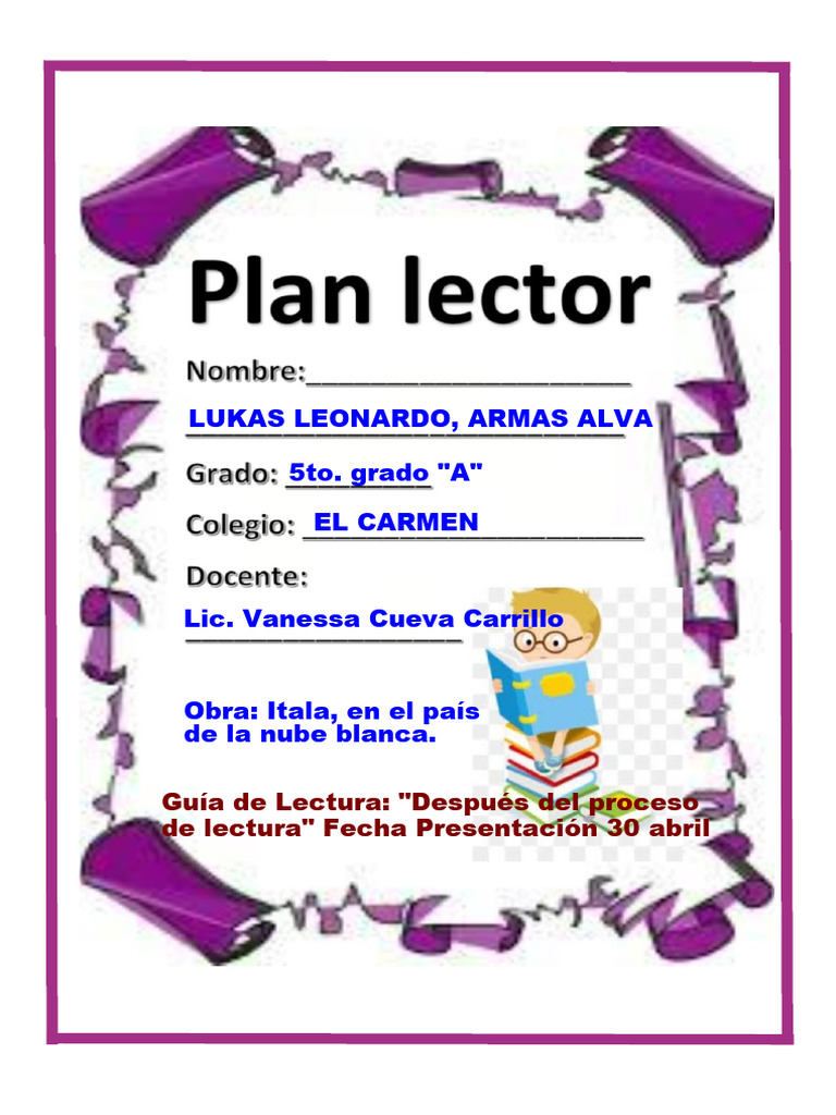 Caratula Plan Lector Lukas | PDF