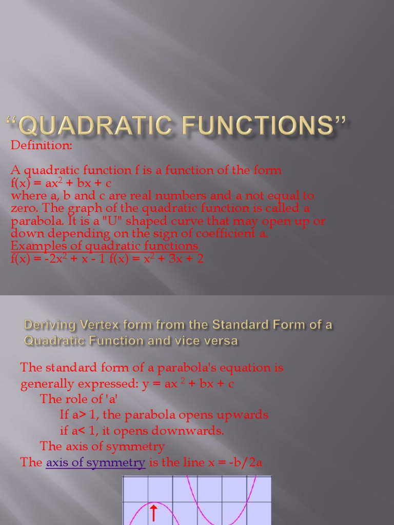 Quadratic Function | PDF | Quadratic Equation | Factorization