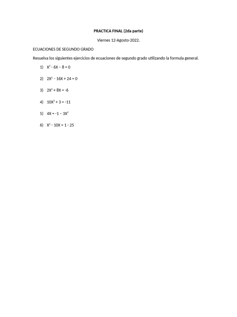 2da Parte Practica de Matematicas | PDF