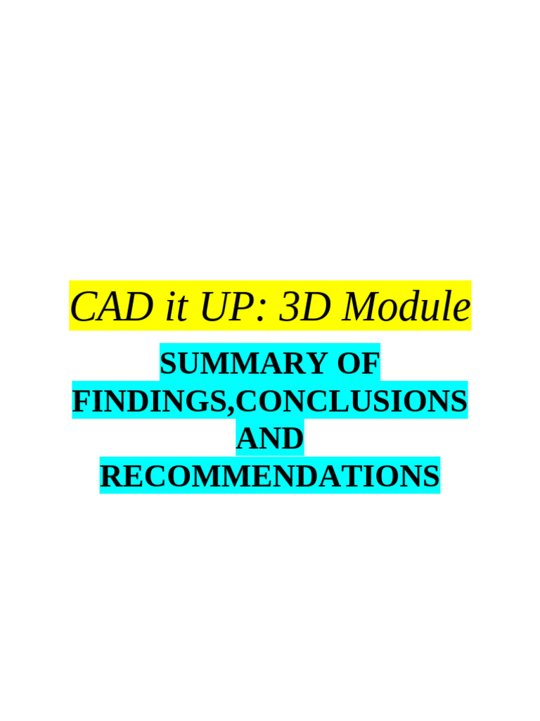 Findings Done Atlast 3D CAD Final | PDF | Learning | Computer Aided Design