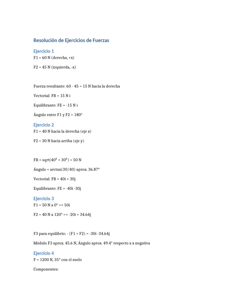 Resolucion Ejercicios Fuerzas | PDF