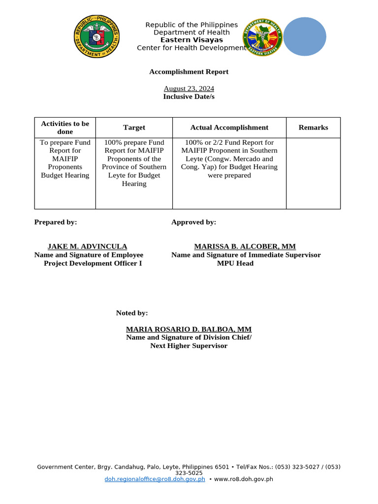 MAIFIP Fund Report Accomplishments | PDF