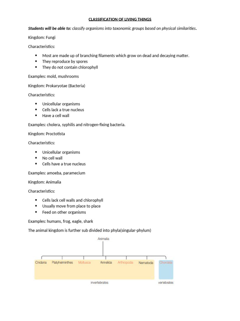 Classification of Living Things I | PDF