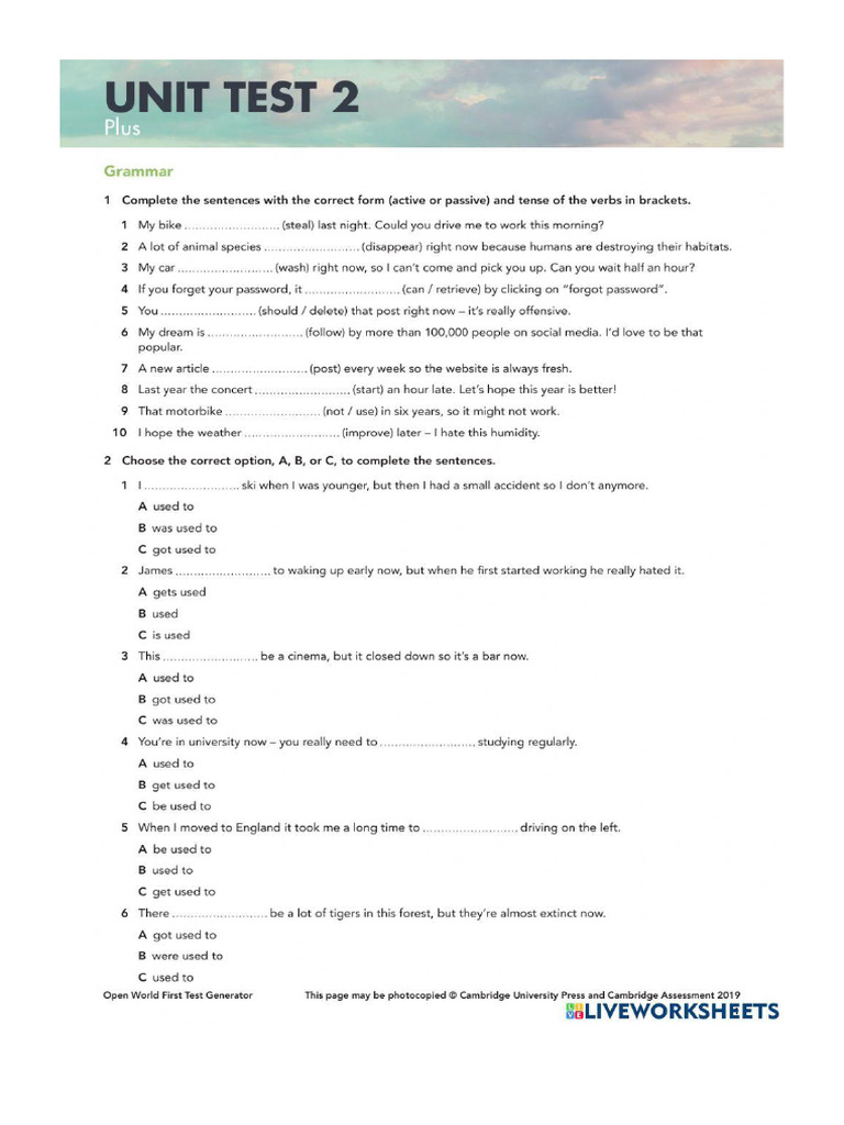 Unit 2 Test FCE | PDF