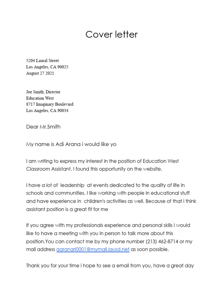 Cover Letter | PDF