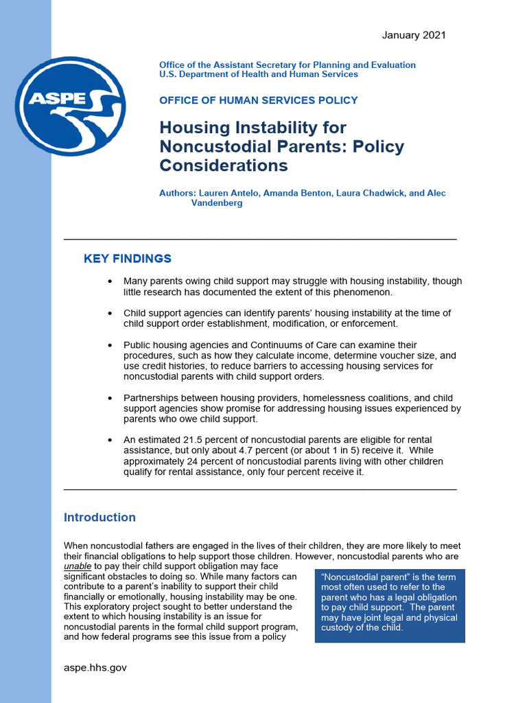 Housing Instability For NP | PDF | Child Support | Section 8 (Housing)