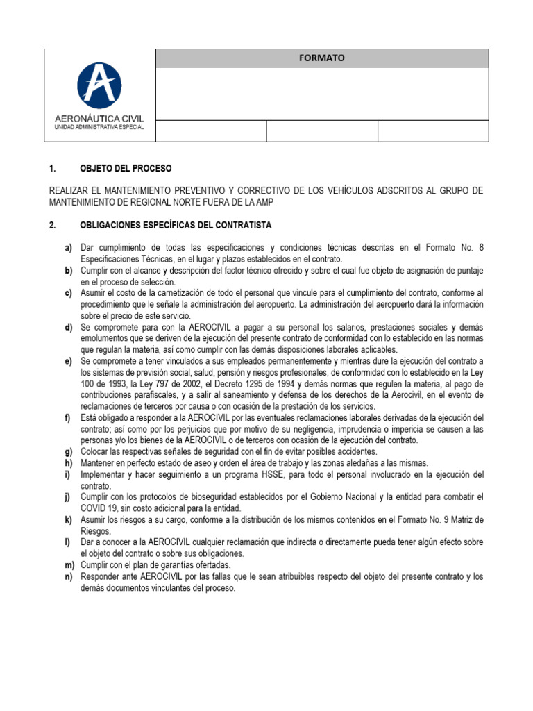 Formato 8 - Especificaciones T Cnicas | PDF