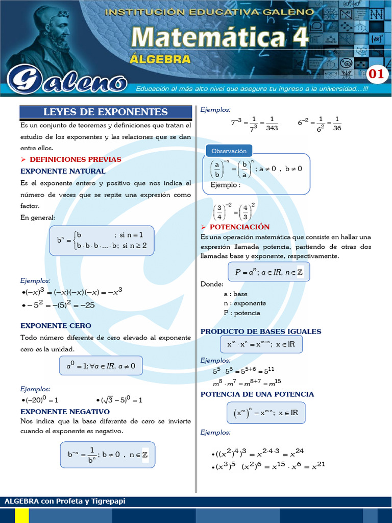 Algebra 4to I Trimestre 2025 | PDF | Exponenciación | Variable (Matemáticas)