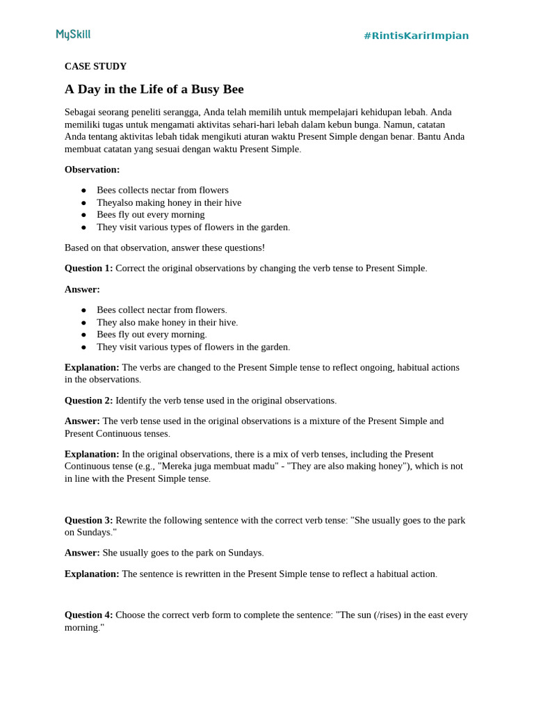 Case Study Materi 11_SIMPLE PRESENT TENSE | PDF