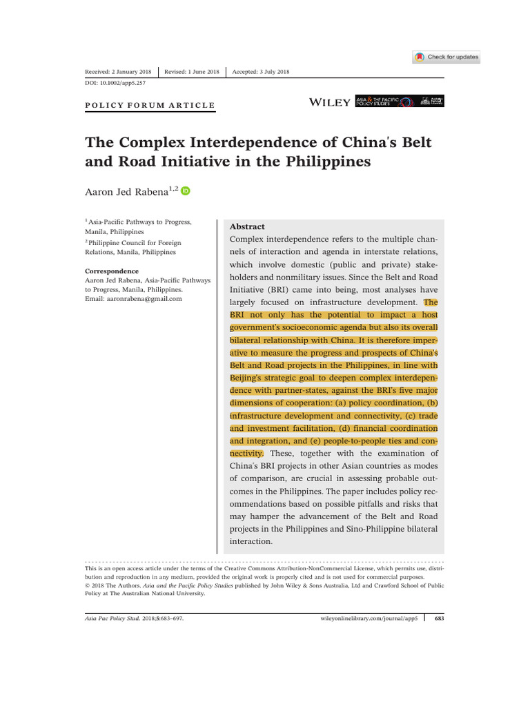 The Complex Interdependence of China S Belt and Road Initiative in The Philippines | PDF | China ...