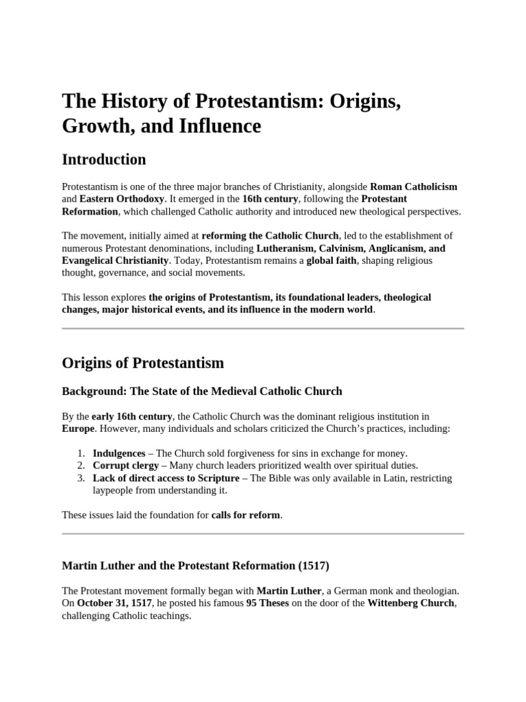 The History of Protestantism | PDF | Protestantism | Catholic Church