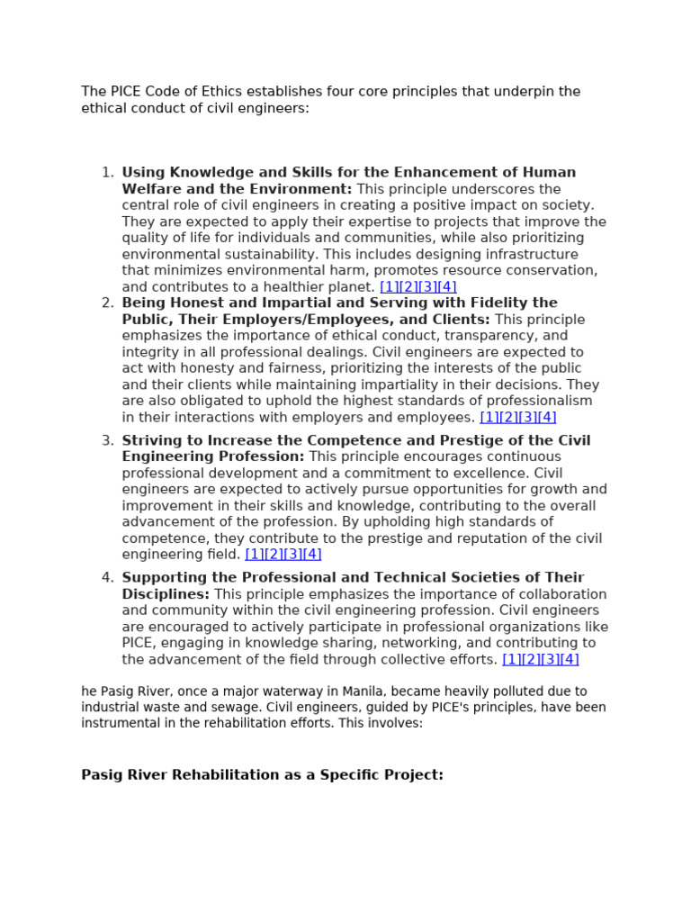 The PICE Code of Ethics Establishes Four Core Principles That Underpin The Ethical Conduct of ...